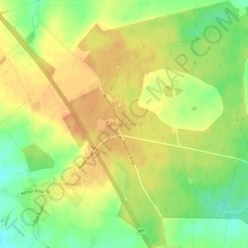 Salcey Forest topographic map, elevation, terrain