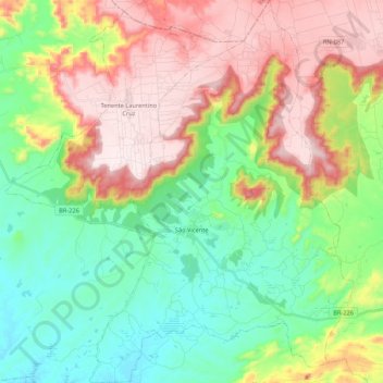 São Vicente topographic map, elevation, terrain