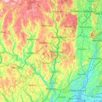 Naugatuck Valley Planning Region topographic map, elevation, terrain