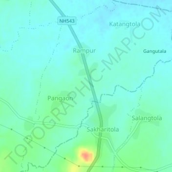 Pangaon topographic map, elevation, terrain