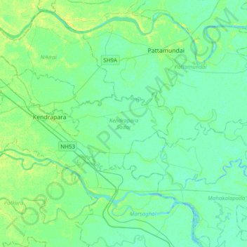 Kendrapara Sadar topographic map, elevation, terrain