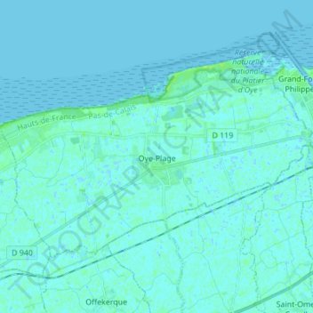 Ooie topographic map, elevation, terrain