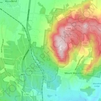 Macedon Regional Park topographic map, elevation, terrain