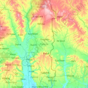 Plateau Department topographic map, elevation, terrain