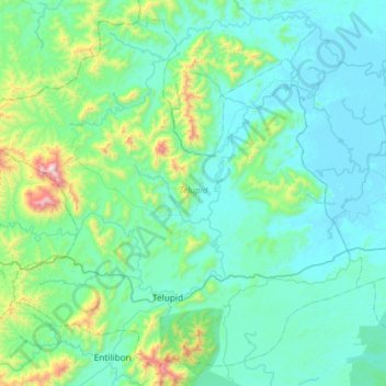 Telupid topographic map, elevation, terrain
