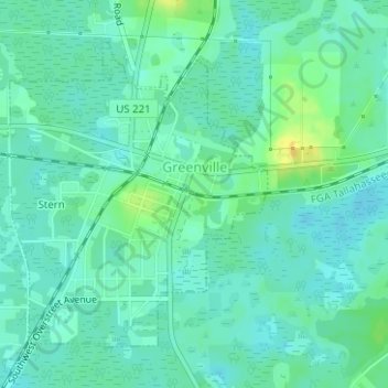 Greenville topographic map, elevation, terrain