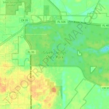 Silver Springs State Park topographic map, elevation, terrain