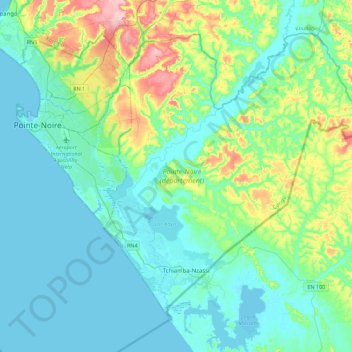 Pointe-Noire topographic map, elevation, terrain