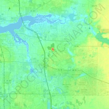 Braden River topographic map, elevation, terrain