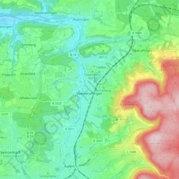 Wasseralfingen topographic map, elevation, terrain