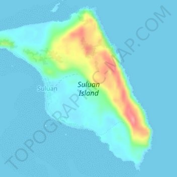 Suluan Island topographic map, elevation, terrain