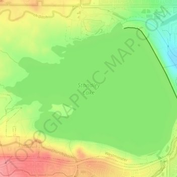 Standley Lake topographic map, elevation, terrain