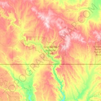 Grasslands National Park topographic map, elevation, terrain