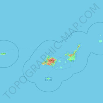 Sakishima Islands topographic map, elevation, terrain