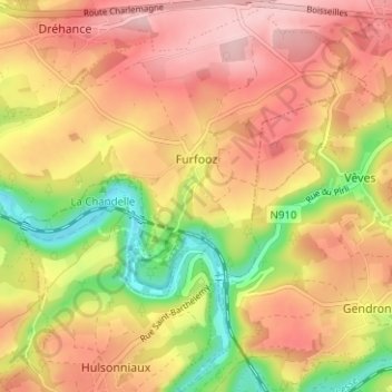 Furfooz topographic map, elevation, terrain