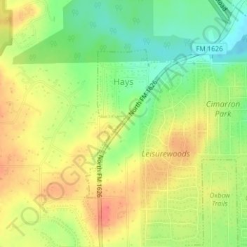 Hays topographic map, elevation, terrain