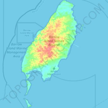 Barrow Island topographic map, elevation, terrain