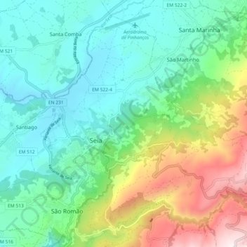 Seia topographic map, elevation, terrain
