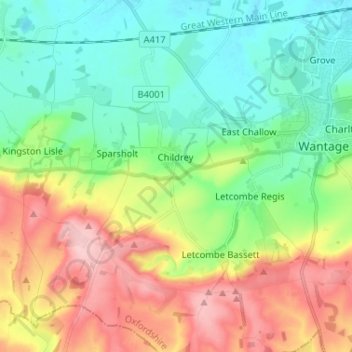 Childrey topographic map, elevation, terrain