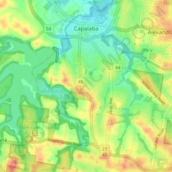 Capalaba topographic map, elevation, terrain