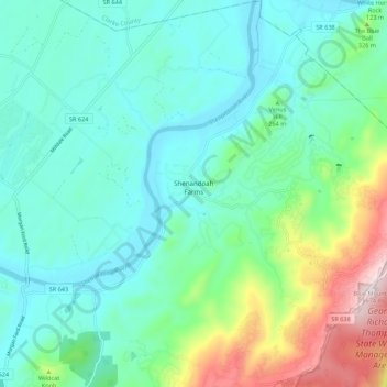 Shenandoah Farms topographic map, elevation, terrain
