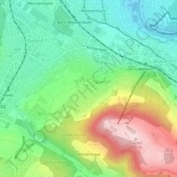 Spiegel bei Bern topographic map, elevation, terrain