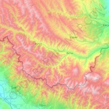Akhtynsky District topographic map, elevation, terrain
