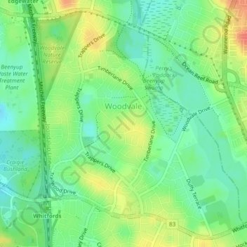 Woodvale topographic map, elevation, terrain