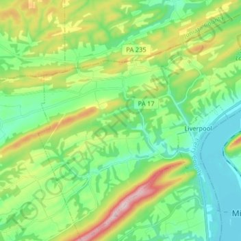 Liverpool Township topographic map, elevation, terrain