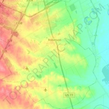 Robinson topographic map, elevation, terrain
