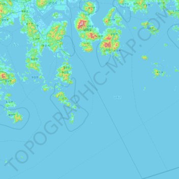 Namhae-gun topographic map, elevation, terrain