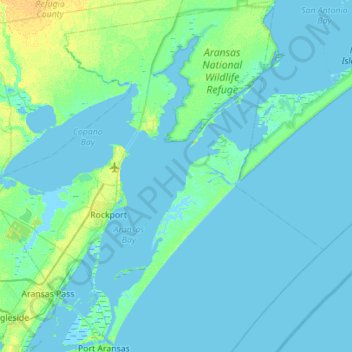 Aransas County topographic map, elevation, terrain