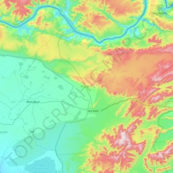 Atmakur topographic map, elevation, terrain