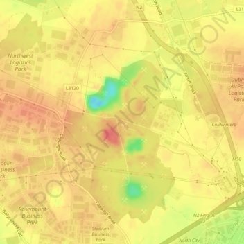 Huntstown topographic map, elevation, terrain