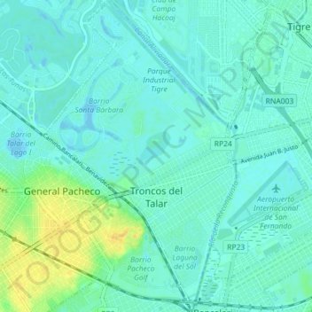 Troncos del Talar topographic map, elevation, terrain