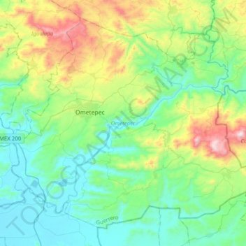 Ometepec topographic map, elevation, terrain