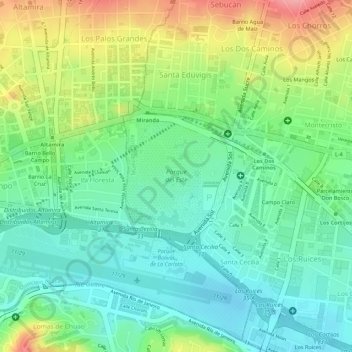 Parque del Este topographic map, elevation, terrain