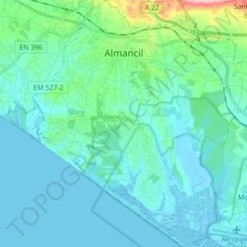 Almancil topographic map, elevation, terrain