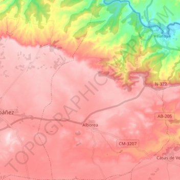 Alborea topographic map, elevation, terrain