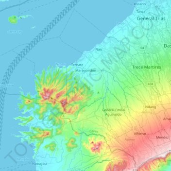 Maragondon topographic map, elevation, terrain