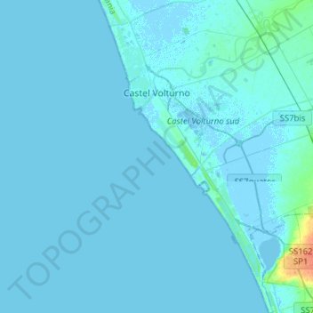 Castel Volturno topographic map, elevation, terrain