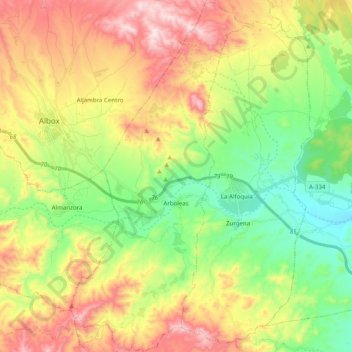 Arboleas topographic map, elevation, terrain