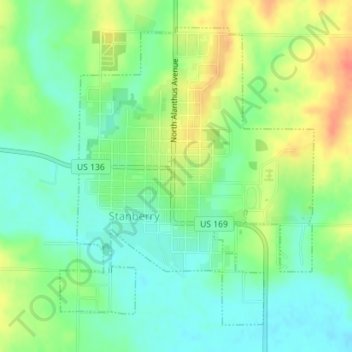 Stanberry topographic map, elevation, terrain