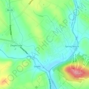 Spring Mount topographic map, elevation, terrain