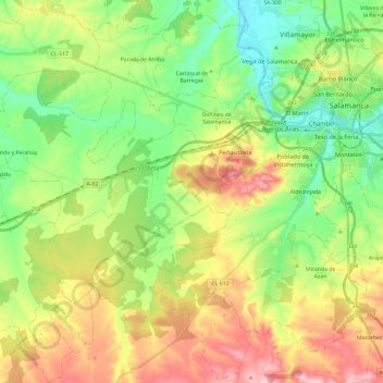 Carrascal de Barregas topographic map, elevation, terrain