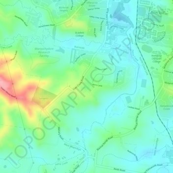 Coes Creek topographic map, elevation, terrain