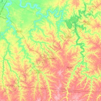 Allen County topographic map, elevation, terrain