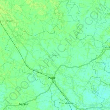Pupri topographic map, elevation, terrain