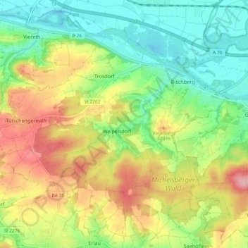 Bischberg topographic map, elevation, terrain