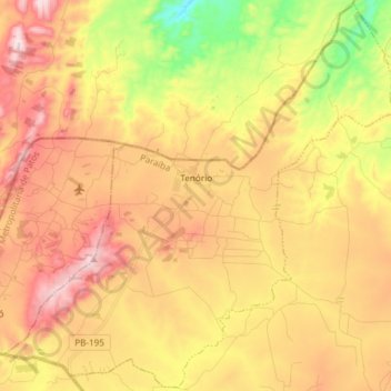 Tenório topographic map, elevation, terrain